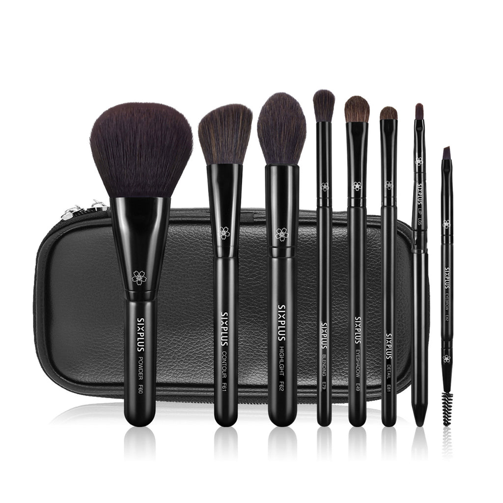 SIXPLUS 8Pcs Black Makeup Brush set